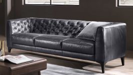Canapea liniara 3 locuri Maxi Piacere Piele Le Mans Grey | Rovere